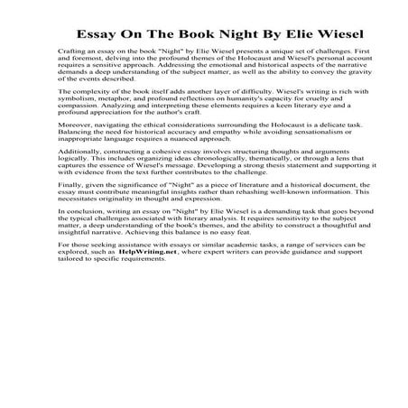 Essay On The Book Night By Elie Wiesel.pdf | Brain and Nervous System ...