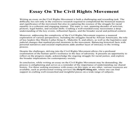 Essay On The Civil Rights Movement. Skyline College | PDF