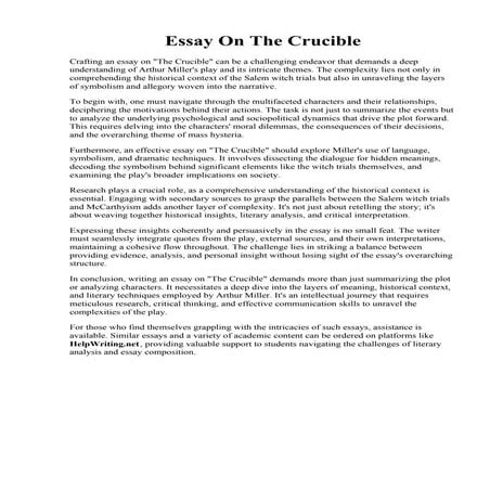 Essay On The Crucible.pdf | Hobbies & Interests