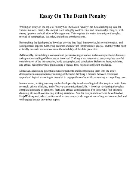 Death Penalty Essay Outline. International Technological University | PDF