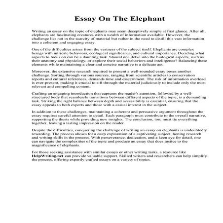 Essay On The Elephant | PDF