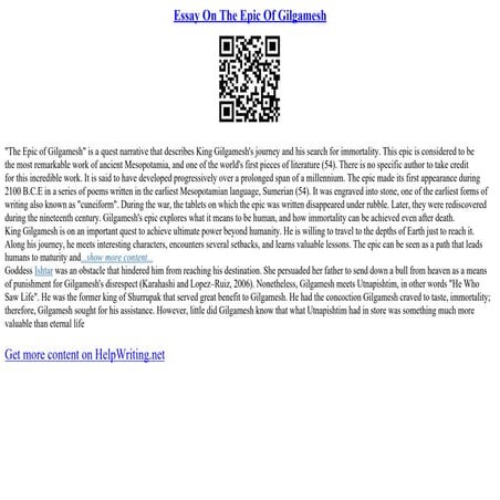 Essay On The Epic Of Gilgamesh | PPT
