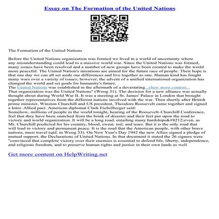 Essay On The Formation Of The United Nations | PDF