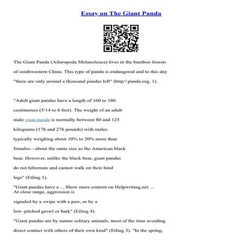 Essay On The Giant Panda | PDF