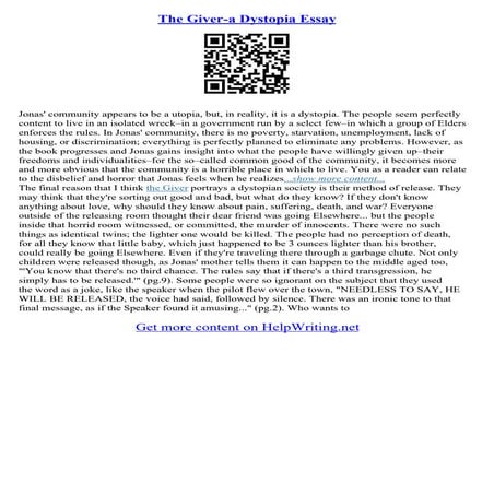 Essay On The Giver | PDF