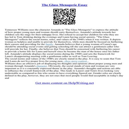 Essay On The Glass Menagerie | PDF