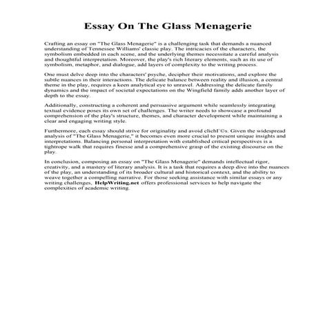 Essay On The Glass Menagerie. Otterbein University | PDF