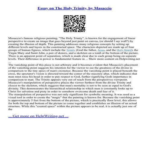 Essay On The Holy Trinity, By Masaccio | PDF