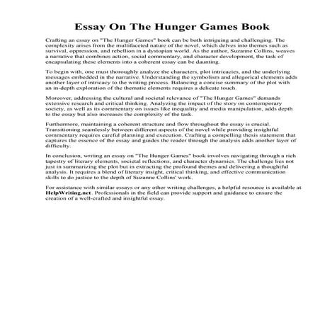 Essay On The Hunger Games Book | PDF