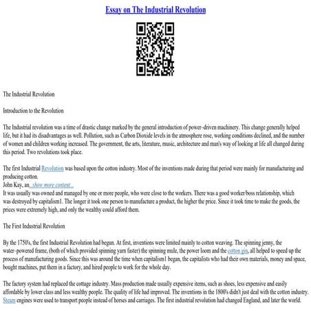 Essay On The Industrial Revolution | PDF