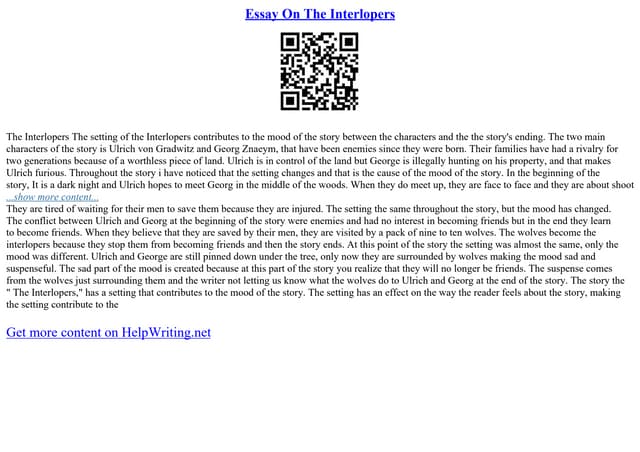 Essay On The Interlopers PPT essay-on-the-interlopers-ppt