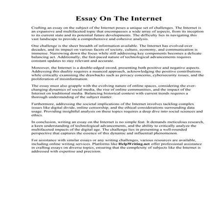 Essay On The Internet.pdf | Internet Safety | Parenting