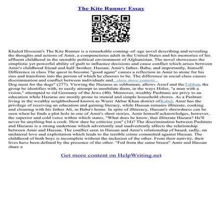 Essay On The Kite Runner | PDF