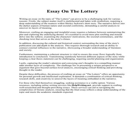 Essay On The Lottery.pdf | Homework and Study | Education