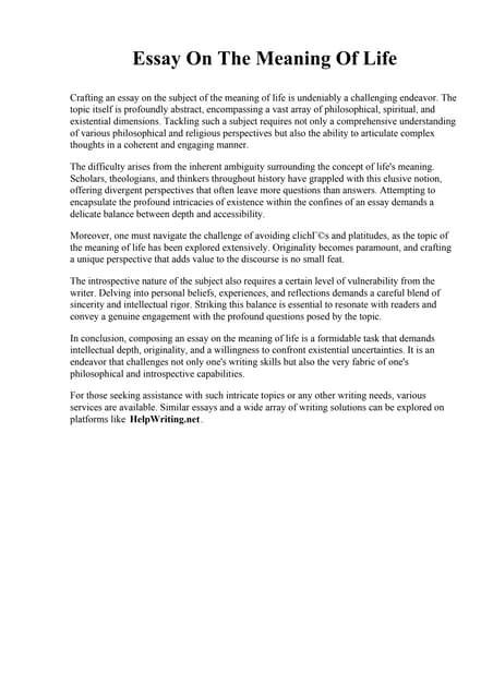 Life Definition Essay | PDF