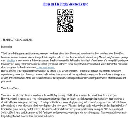 Essay On The Media Violence Debate | PDF | Parenting Children Aged 4-11 ...