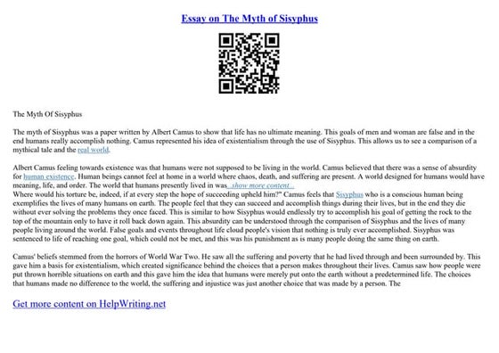 The Myth Of Sisyphus Essay | PDF | Hinduism | Religion & Spirituality
