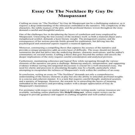 Essay On The Necklace By Guy De Maupassant.pdf