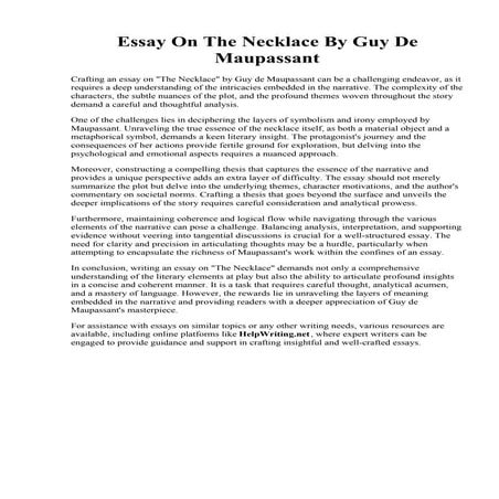 Essay On The Necklace By Guy De Maupassant.pdf
