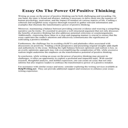 Essay On The Power Of Positive Thinking.pdf