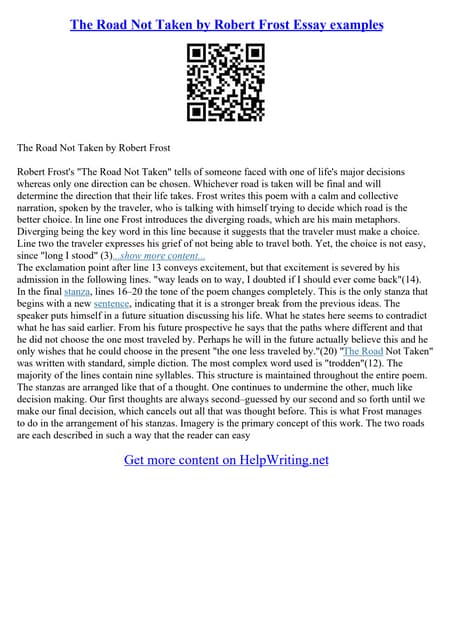The Road Not Taken By Robert Frost Essay.pdf