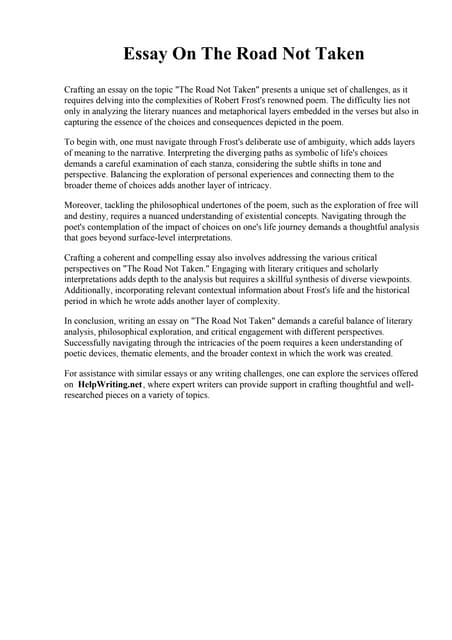 The Road Not Taken By Robert Frost Essay.pdf
