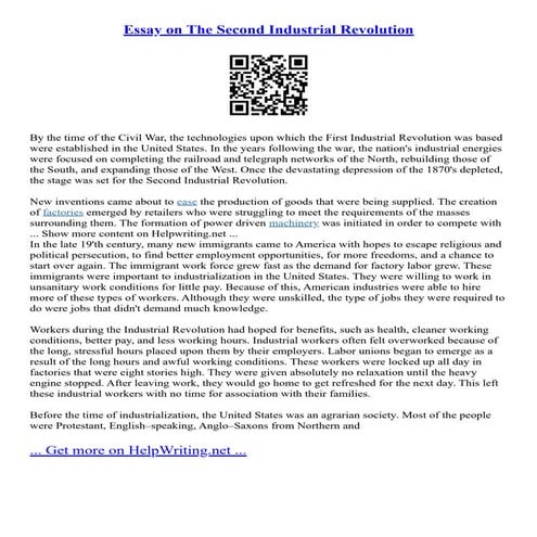 Essay On The Second Industrial Revolution | PDF