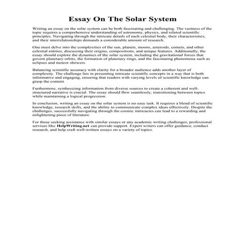 Essay On The Solar System | PDF | Space and Astronomy | Science