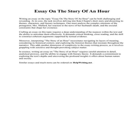 Essay On The Story Of An Hour | PDF