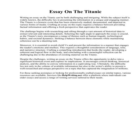 Essay On The Titanic.pdf | Infectious Diseases | Diseases and Conditions