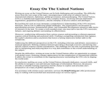 Essay On The United Nations. United Nations day essay/ U N Day essay ...