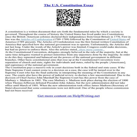Essay On The Us Constitution | PDF