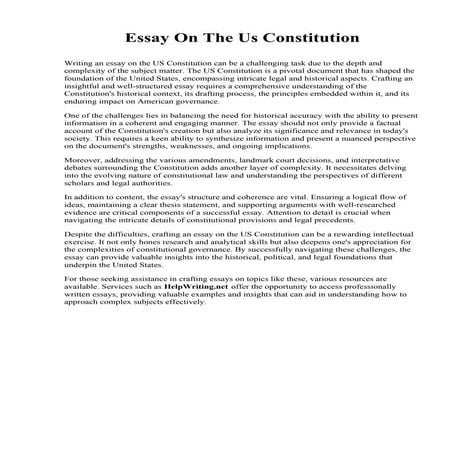 Essay On The Us Constitution.pdf | Civic affairs | Politics