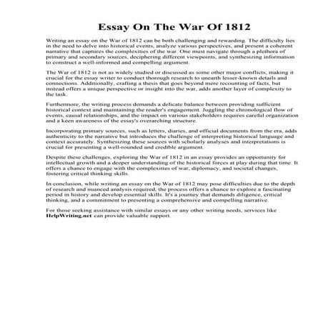 Essay On The War Of 1812 | PDF