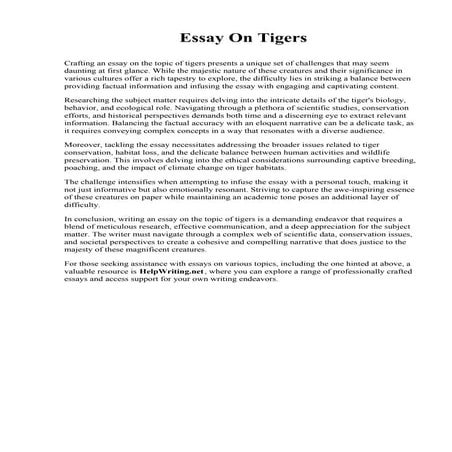 Essay On Tigers. Tallahassee Community College | PDF