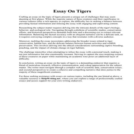 Essay On Tigers | PDF