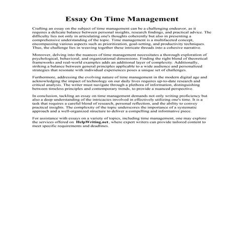 Essay On Time Management | PDF