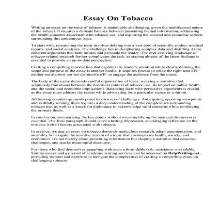 Essay On Tobacco.pdfEssay On Tobacco | PDF