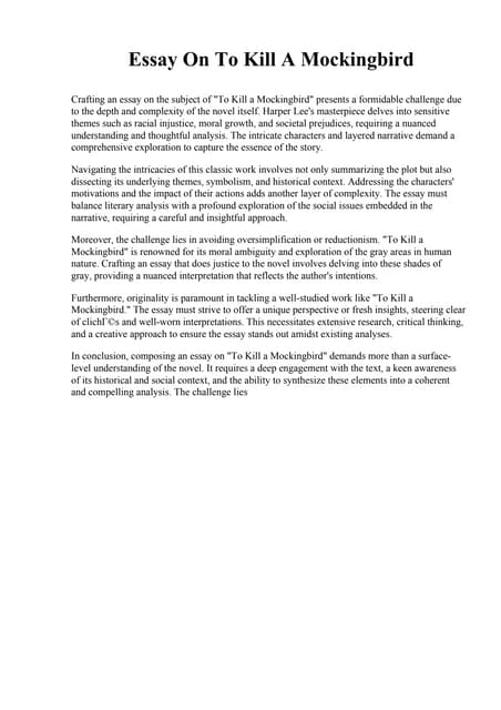 To Kill A Mockingbird Analytical Essay.pdf