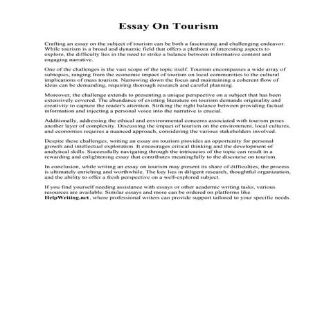 Essay On Tourism.pdf | Travel