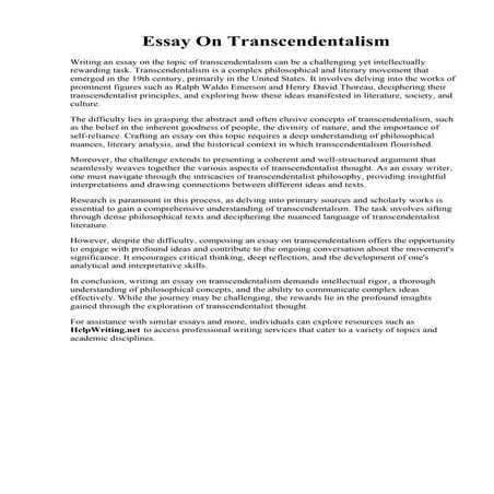 Essay On Transcendentalism | PDF