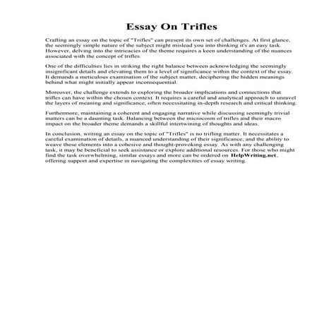 Essay On Trifles. Trifles: Gender and Mrs. Hale - reportspdf819.web.fc2.com