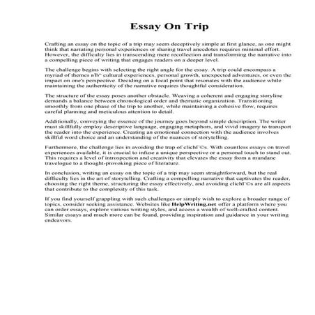 Essay On Trip | PDF