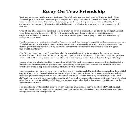 Essay On True Friendship.pdf | Educational Assessment | Education