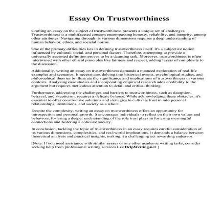 Accountability Essay. Trinity Baptist College | PDF