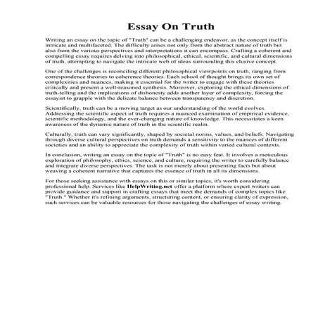 Essay On Truth. essay questions nothing but the truth.doc