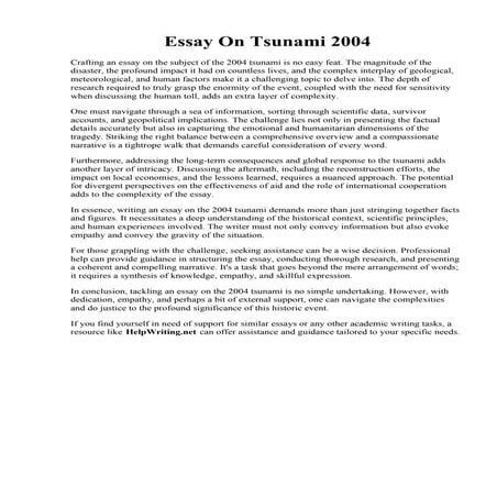 Essay On Tsunami 2004 | PDF