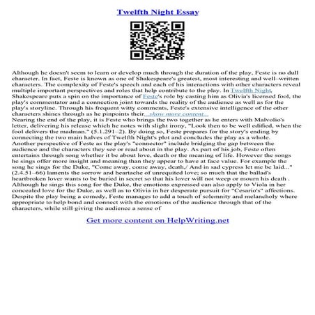 Essay On Twelfth Night | PDF