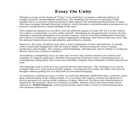 Essay On Unity Pdf 