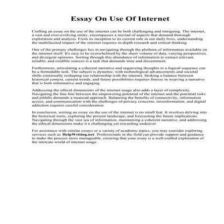 Essay On Use Of Internet. Kean University | PDF | Internet for ...